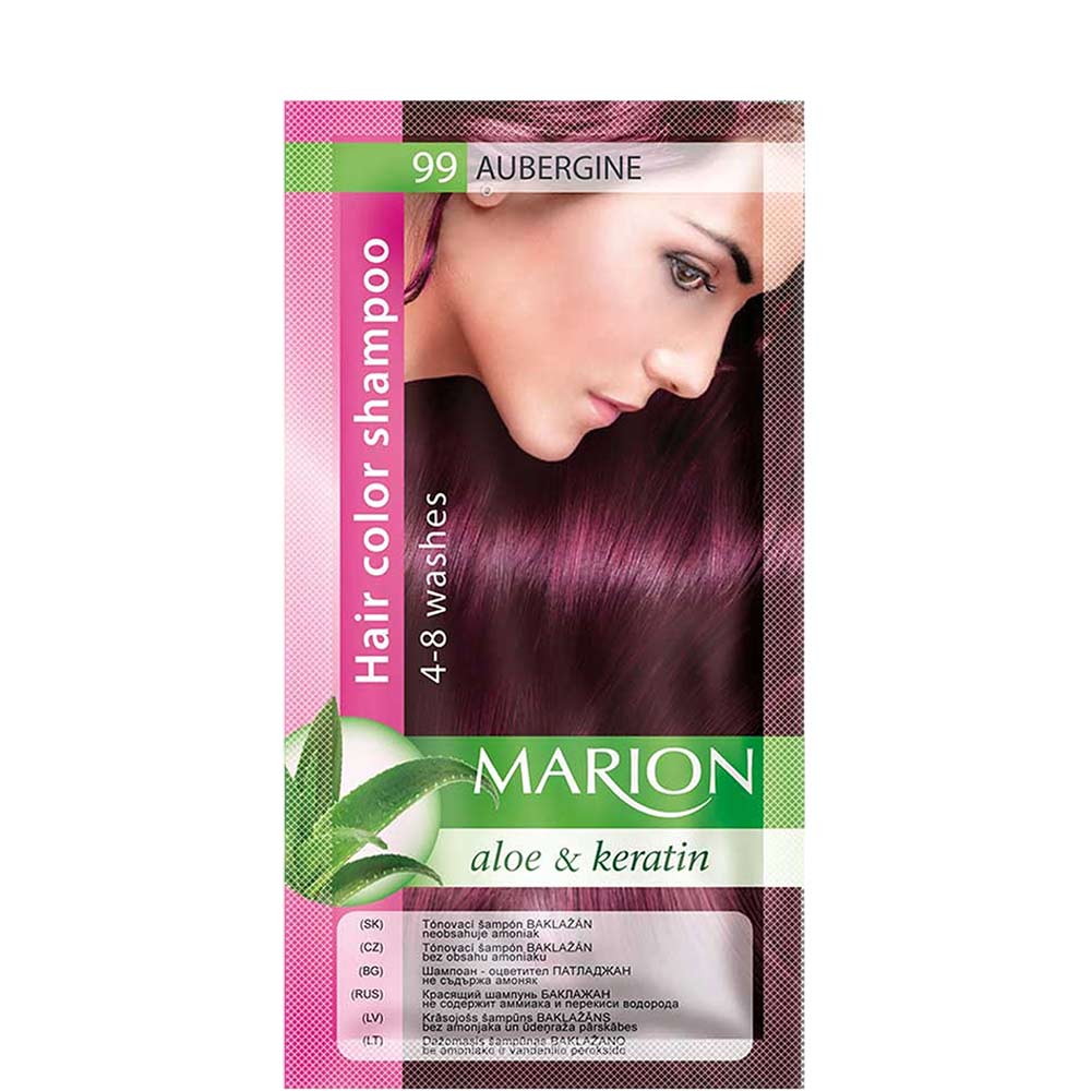 Marion Aloe & Keratin Hair Color Shampoo 4-8 washes 40ml - 99 Aubergine ...
